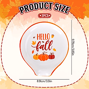 Whaline Fall Spoon Rest Autumn Pumpkin Truck Coffee Spoon Rest Ceramic Teaspoon Holder Small Sauce Dishes Dipping Bowl Ring Dish for Holiday Party Counter Kitchen Housewarming Gift, 2Pcs