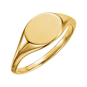 Jewels By Lux 14K Yellow Gold Oval Signet Ring Size 7
