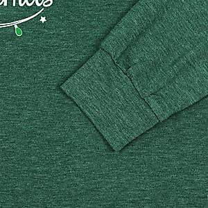 FASHGL Christmas Shirt Women Merry and Bright Pullover Christmas Lights Graphic T Shirts Xmas Long Sleeves Tops Green