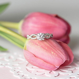 Aihpos Twisted Infinity Engagement Rings for Women Platinum Plated Silver, 1-1/4 Carat(ctw) Round Moissanite Anniversary Wedding Promise Rings (7)