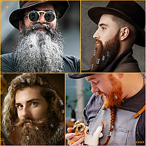 Viking Hair Beads Set (76PCS): Metal Silver Clips, Cuffs, Coils and Rings for Men's Dreadlocks, Braids, Beard Decoration