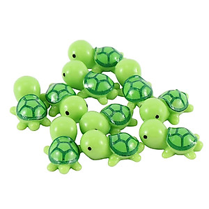 10 Pcs Mini Turtle Miniature Figurines Dollhouse Bonsai Garden Micro Landscape Decor Fairy Garden Miniatures, Green