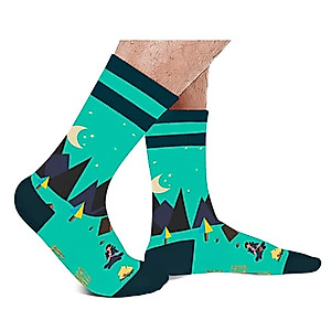 AGRIMONY Funny Socks for Men Women Teen Boys-I’d Rather Be Camping Socks Camping Camper Gifts Fun Novelty Cool Crazy Funky Crew Camp Socks-Valentines Day Christmas Stocking Stuffers
