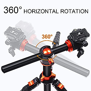 K&F Concept 67 inch Camera Tripod Horizontal Aluminum Tripods Portable Monopod with 360 Degree Ball Head Quick Release Plate for DSLR Cameras T255A4+BH-28L (TM2515T1)