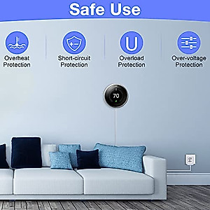 24V Doorbell Power Supply Adapter, 16.4ft C Wire Adapter Video Doorbell Transformer with 50pcs Cable Clips, Certified Doorbell Adapter Compatible with Simplisafe, Nest Doorbell and Smart Thermostats