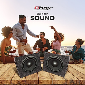 Atrend Bbox Pro Audio Tuned 6.5" Speaker Enclosures-Premium Speakers to Enhance Sound and Bass - Nickel Finish Speaker Terminals for Car or Truck - 18 Gauge Audio Cables-Speaker Set of 2 (Charcoal)