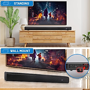 Pyle TV Speaker - Quality Audio Soundbar for TV with Bluetooth, Support 4K & HDMI TV's, Wall Mountable, 32" w/Remote Control, Coaxial & RCA Cables, Class D Stereo Power Digital Amplifier - PSBV30BT