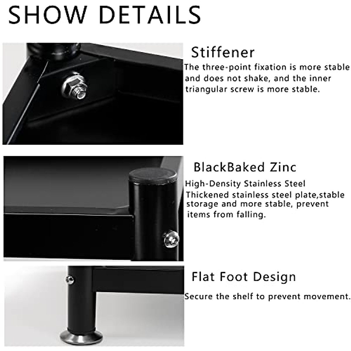 MAGCOLOR Metal Shelving Unit 4 Tier Baked Zinc Stainless Steel Storage Shelves Rack for Kitchen,Laundry Room, Garage or Office Shelving Heavy Duty, 43” H x17.3” W x 16.7” D Black (Unassembled)