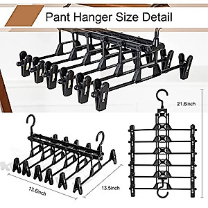 2 Packs Pant Skirt Hangers with Clips, DILIBRA 6 Layers Plastic Space Saving Pants Rack Cloth Hangers, Foldable Closet Storage Organizer for Pants Jeans Slack Trousers Skirts Scarf Towels