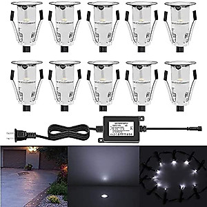 0.7" Tiny LED Deck Lights, QACA Landscape Lighting for Garden, Patio, Stairs Outdoor and Indoor Decoration Security Cool White(Pack of 10)