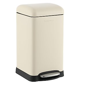 happimess HPM1012J Betty Retro Mini 3.2-Gallon Step-Open Trash Can, Fingerprint Resistant, Modern, Minimalistic for Home, Kitchen, Laundry Room, Office, Bedroom, Bathroom, Limestone Beige