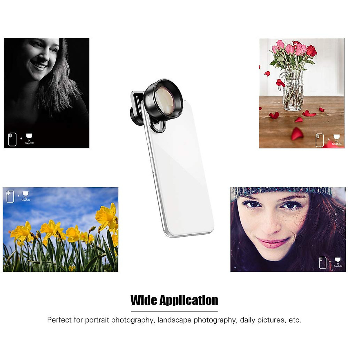 4K HD Telephoto Lens Portrait Phone Telephoto Lens No Distortion with Clip Compatible with iPhone Max Xs X Compatible with Phone