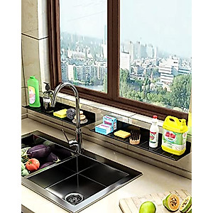 Amythe Floating Wall Shelf, Floating Shelves Wall Mounted for Bathroom/Kitchen/Laundry Room/Over-The-Toilet Storage, No Drilling Rustproof Space Aluminum Bathroom Shelf, Black, 11.8 inches