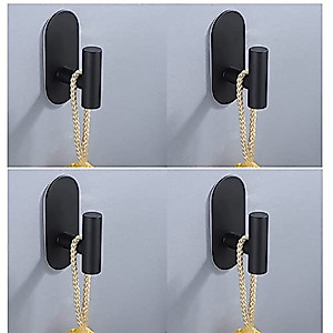 XINGLO- Towel Hooks 4 Pieces No Drilling Required Towel Holder Coat Hooks Bathrobe Hooks Wall Hooks Ideal for Bathroom Toilet Kitchen Office (Black)