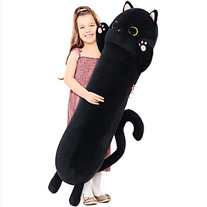 MorisMos 43” Long Cat Body Pillow, Large Cartoon Cat Stuffed Animal Plush Toy Big Throw Pillow Soft Hugging Pillow for Kids Adults Girlfriend, for Christmas, Valentine's Day, Birthday