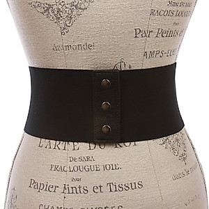 4" Women's High Waist Non Leather Fashion Wide Braided Stretch Belt, Black | l/xl: 37"-40"