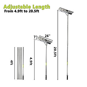 MYTOL 20.5ft Aluminum Snow Roof Rake, Extendable Snow Rake for Roof with 26 Inch Blade, Scratch-Free, Extension Tubes & Anti-Skid Handle, Lightweight Roof Snow Rake for Snow, Leaves, Debris Removal