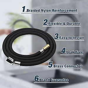 Kitchen Hose for Kohler Kitchen Faucet Parts K-1219935-BC，Pull Down Faucet Hose Replacement K-1304674-BC, Chrome Finish, 68 Inches