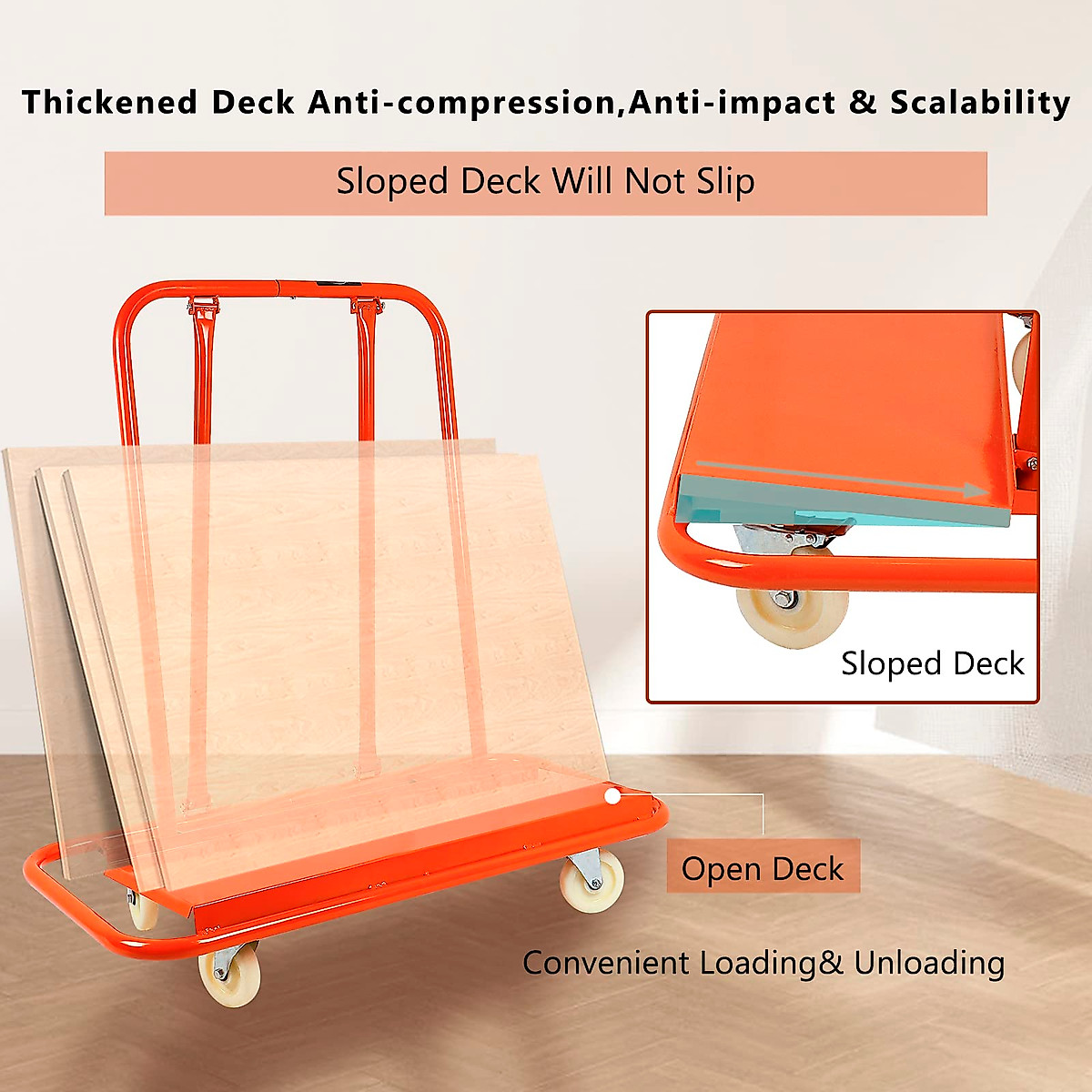 Carivia Drywall Cart Panel Dolly, 3000lbs Drywall Sheet Cart, Panel Dolly Cart with 4" Swivel Wheels,Plasterboard Trolley,Handling Wall Panel, Sheetrock, Sheet Panel for Home Garage Warehouse