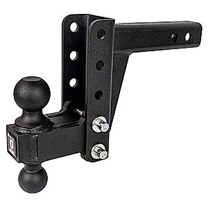 Bulletproof Hitches™ 2.0" Adjustable Medium Duty (14,000lb Rating) 4" Drop/Rise Trailer Hitch with 2" and 2 5/16" Dual Ball (Black Textured Powder Coat)