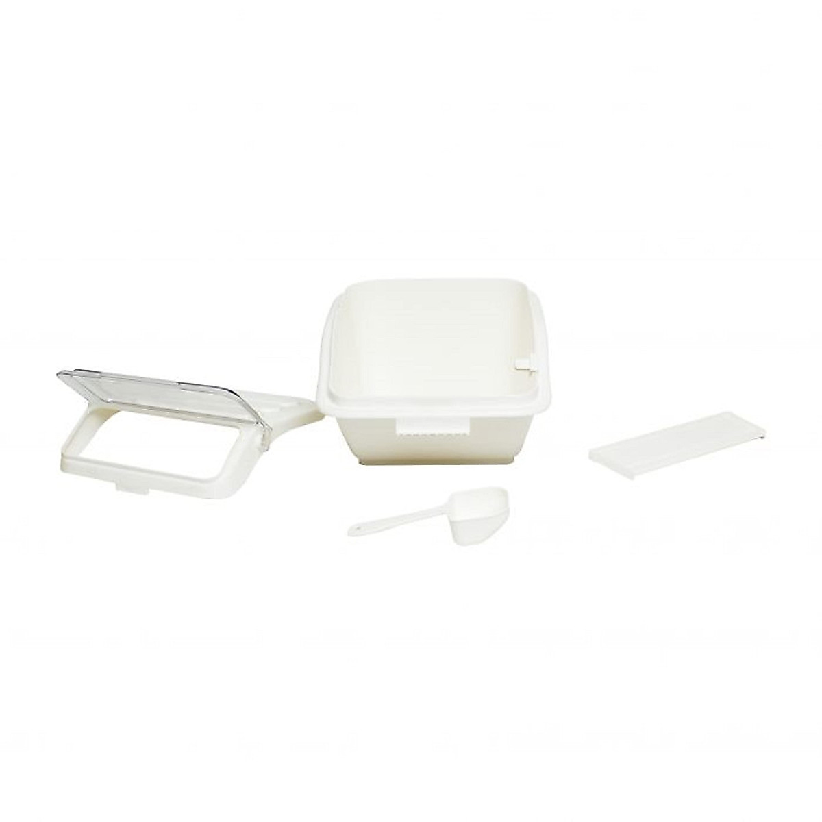 TrueCraftware- 2 Gallon (40 Cups) Shelf Ingredient Bin White with Clear Flip Top Lid & Measuring Scoop- Stackable Plastic Kitchen Pantry Storage Bin for Dry Food Flour Sugar Kitchen Restaurant