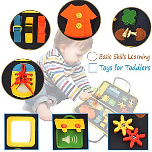 Yemmert Toddler Busy Board Toys,Montessori Busy Board Toy for 1 2 3 4 5 6 Year Old,Toddler Toys Age 1-2,Preschool Fine Motor Educational Travel Learning Toys for Toddlers 1-3