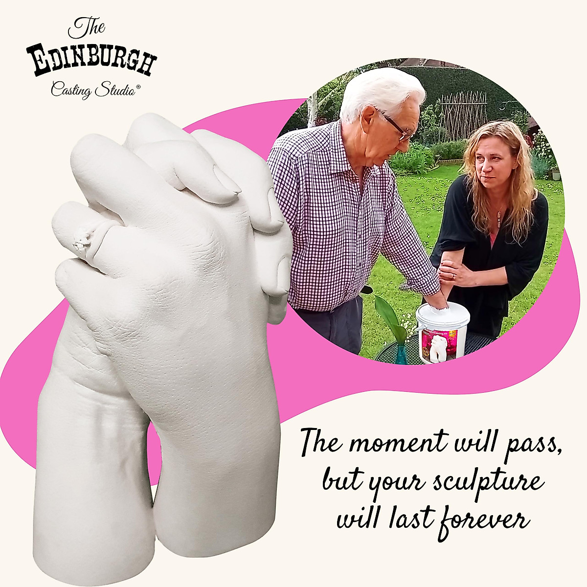 Edinburgh Hand Casting Kit Couples - Unique Gifts for Mothers Day - Lifelike Stone Sculpture for Two DIY Hand Mold Mom Gift Wedding Engagement Anniversary Ideas Husband Wife Boyfriend Girlfriend