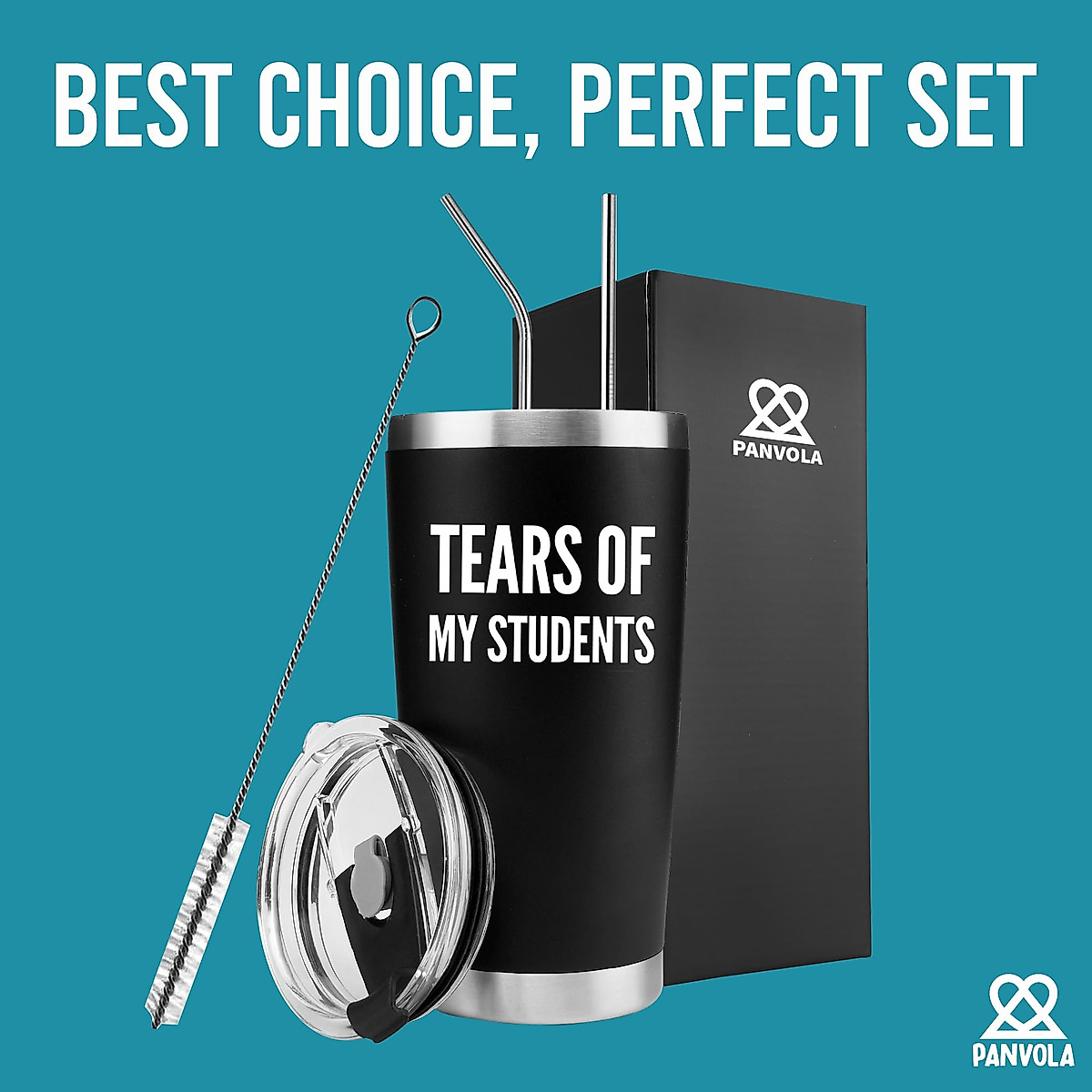 Panvola Tears Of My Students Vacuum Insulated Tumbler Teacher Gifts From Student Funny College Professor Dad Mom Son Daughter Graduation Appreciation Drinkware Travel Mug (20 oz, Black)