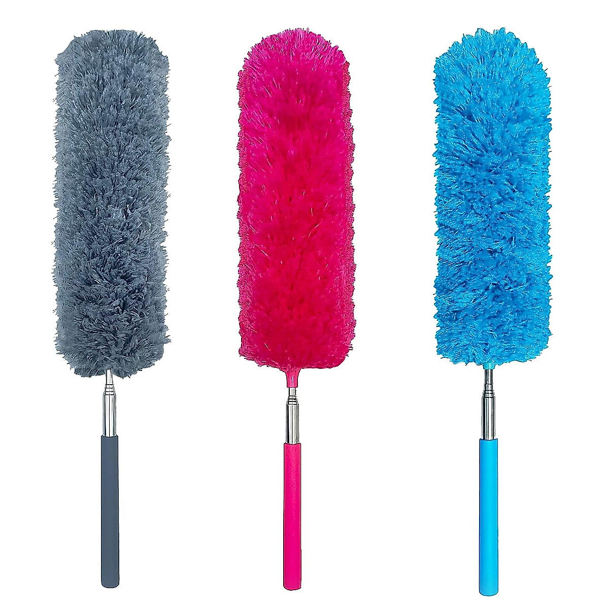 M-jump 3 PCS 15.7 to 35.5 Inch Extendable Telescoping Microfiber Duster Bendable Brush Washable Dusting Brush for Home Office Car