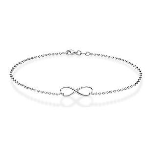 Miabella 925 Sterling Silver Diamond-Cut Infinity Beaded Ball Chain Anklet Ankle Bracelet for Women Teen Girls, Choice White or Yellow 9, 10 Inch Made in Italy (9, Sterling-Silver)