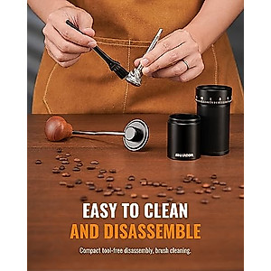 SHARDOR 918 Pro Manual Coffee Grinder Capacity 30g/1.06oz with Externally Numerical Adjustable Finely Setting Conical Burr - Aluminum Alloy Body, Double Bearing Positioning, Anti-slip Stripes