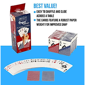 Regal Games Jumbo Playing Cards Set for Adults & Professionals - 6 Red & 6 Blue Large Print Deck of Cards - Blackjack, Euchre, Canasta, Poker Cards - Fun & Travel Playing Cards (12 Pack)
