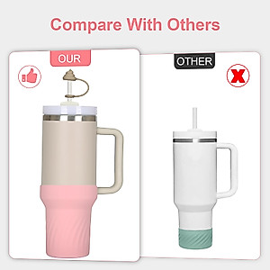 Bravace Silicone Boot for Stanley Cup Accessories, 5pcs Straw Cover Cap Compatible with Stanley 30&40 Oz Tumbler with Handle, Boot Sleeve Cover Fit with Stanley H2.0 FlowState 40oz Tumbler(Pink)