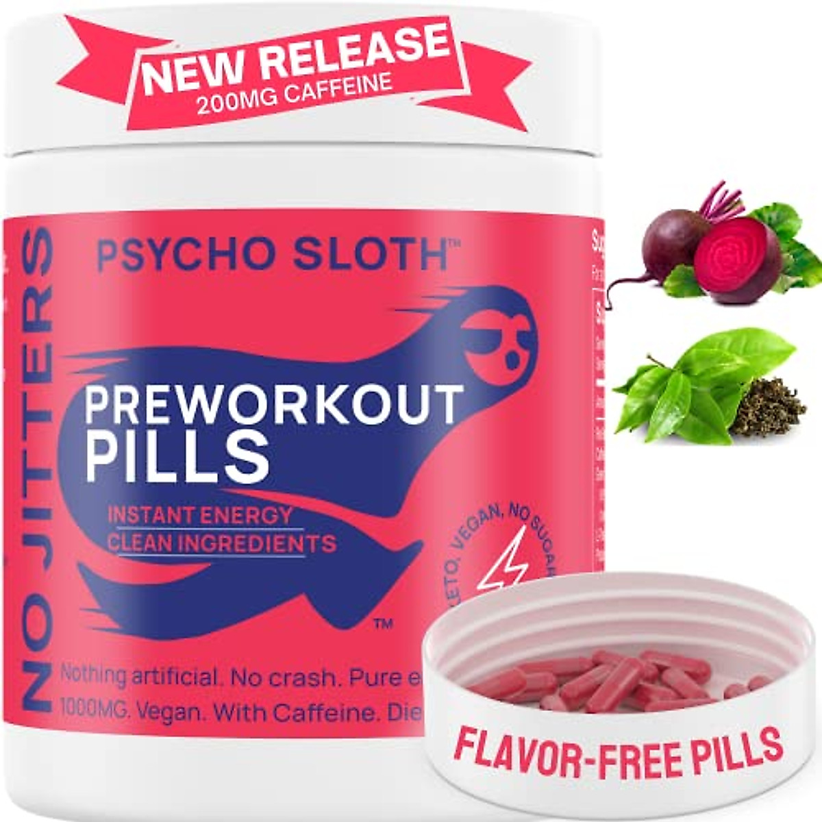 Pre Workout Pills - Endless Energy · Endurance · Laser Focus · Pump · No Jitters No crash | Vegan Pre Workout for Women & Men · 0% Artificial, Nitric Oxide, Beet, Organic Natural Pre Workout, 60 Pills