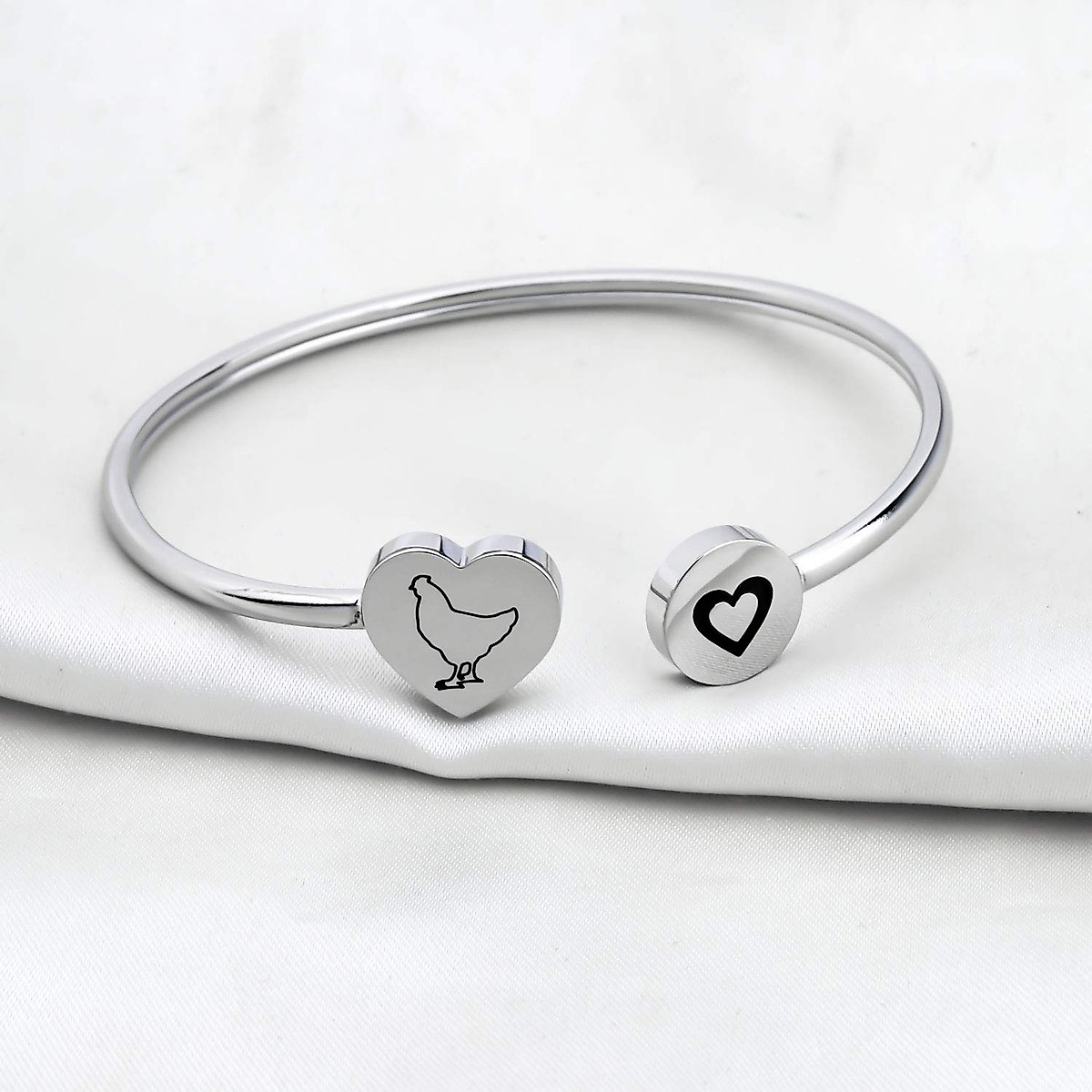 Pet Lover Gift Poultry Lover Gift Chicken Charm Chicken Gifts Chicken Jewelry Bird Cuff Bracelet (Chicken bracelet S)