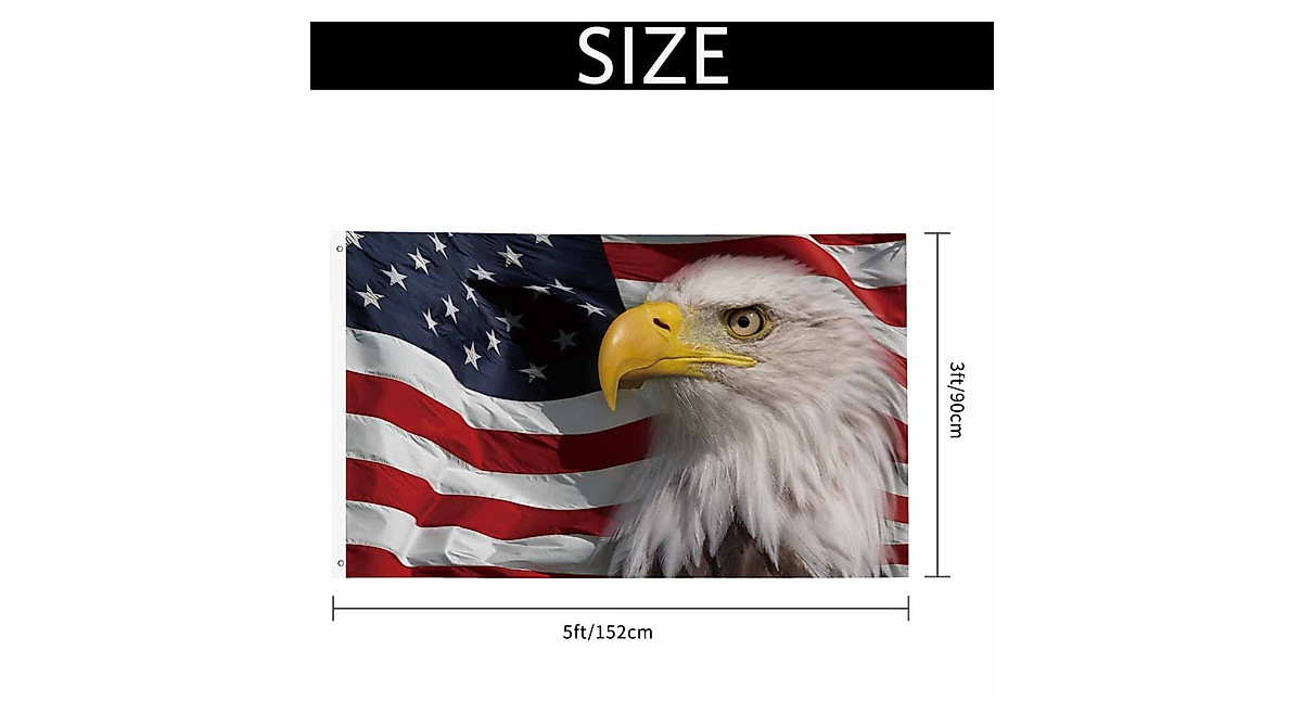 Yekiua Patriotic Eagle Flag 3x5 Outdoor American Flag - Durable ...