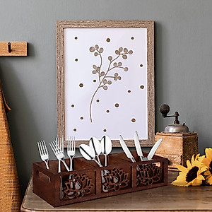 3 Slot Wooden Silverware Utensil Desk Organizer Caddy Utensil Organizer Cutlery Pen Pencil Caddy Desktop Storage with 3 Compartments Multiuse for Kitchen Office Supplies