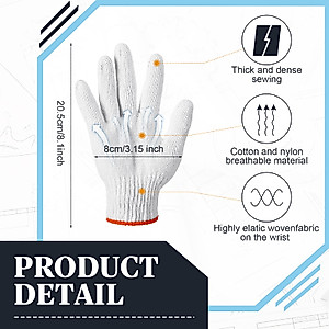 Sureio 100 Pairs Cotton Gloves Hand Cotton Liners Safety Knitted Polyester Gloves for BBQ Roping Men Women(White)