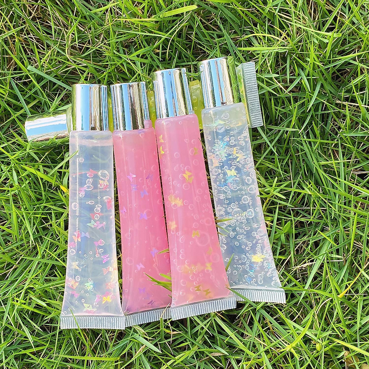 AJLTPA 50Pcs 15ml Lip Gloss Squeeze Tubes, Silver Lip Gloss Containers Empty, Refillable Soft Clear Tubes for DIY Lipgloss Balm Cosmetic (Silver)