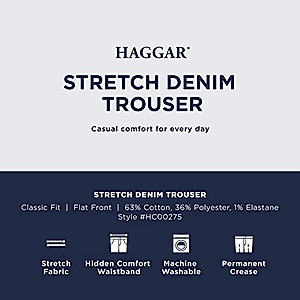 Haggar Men's Casual Classic Fit Denim Trouser Pant-Regular and Big & Tall Sizes, Medium Blue Cla, 38W x 29L