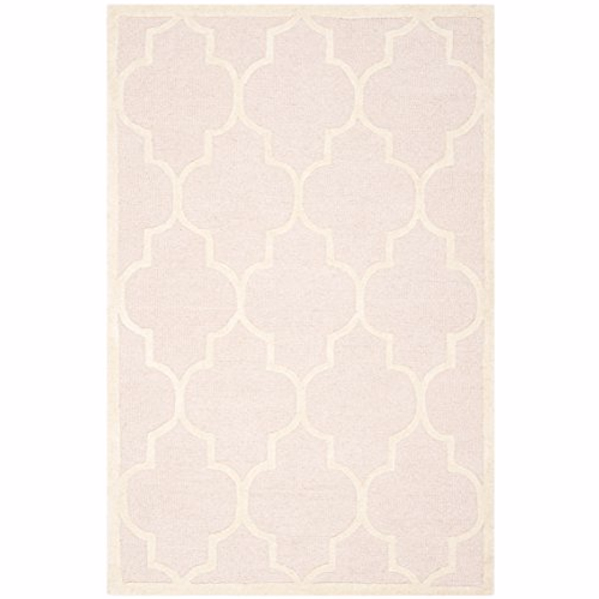 SAFAVIEH Cambridge Collection 4' x 6' Light Pink / Ivory CAM134M Handmade Moroccan Trellis Premium Wool Area Rug