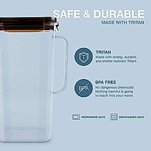 LocknLock Fridge Door Water Jug Pitcher with Handle BPA Free Tritan with Flip Top Lid Perfect for Making Teas and Juices, 2.2 Quarts/70 Ounce, Black,ABF739