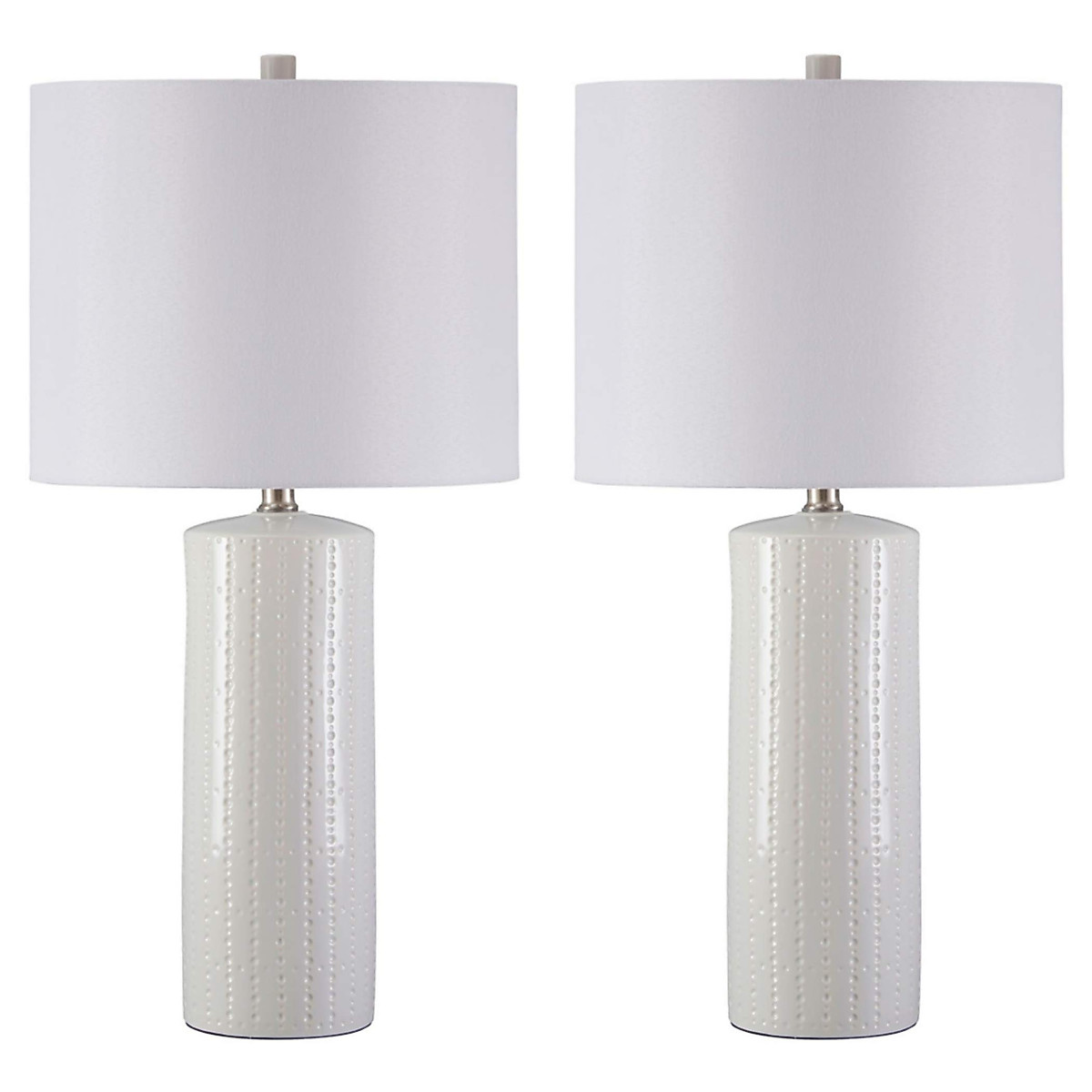 Signature Design by Ashley Steuben Textured Ceramic Table Lamp, 2 Count Lamps, 25", Solid White
