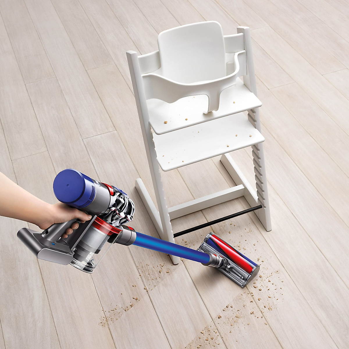 Dyson - V7 Fluffy Hardwood Cord-Free Stick Vacuum - Iron/Blue