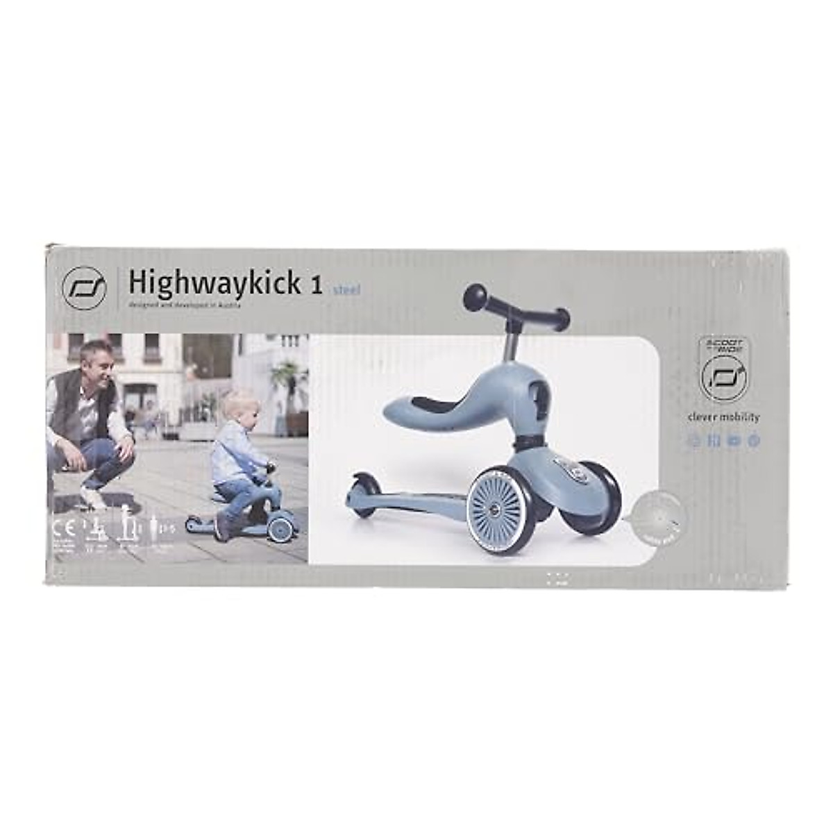 Scoot & Ride 2-in-1 Ride-On & Stand Kids Scooter, Ages 1 to 5, Highwaykick 1, Steel