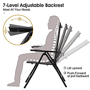 MFSTUDIO Outdoor Dining Set for 4, Aluminum Height Adjustable Folding Chair and Heavy-Duty Black Slat Metal Table, Patio Furniture Dining Table Set, Black