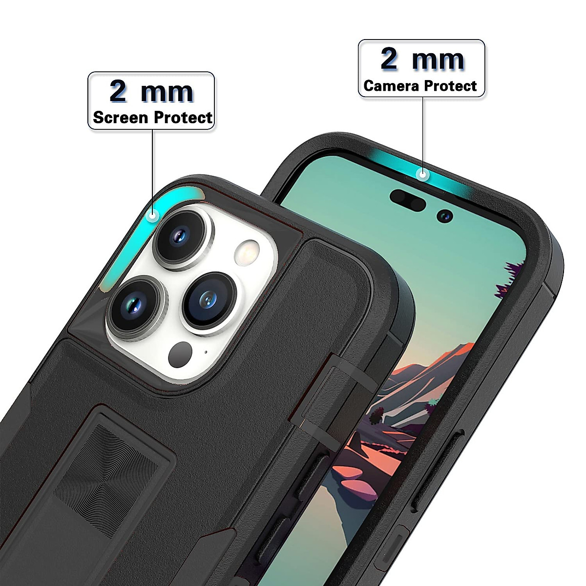 Asuwish Phone Case for iPhone 14 Pro Max 6.7 inch with Tempered Glass Screen Protector Cover and Slim Stand Cell Mobile Accessories iPhone14promax 5G i Phone14Max Plus iPhone14 ProMax Women Men Black