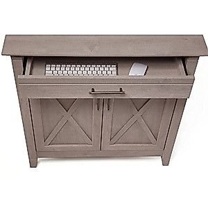 Bush Furniture Key West Secretary Desk With 5 Shelf Bookcase, Bing Cherry