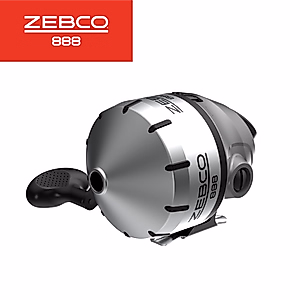 Zebco 888 Spincast Fishing Reel, Size 80 Reel, Changeable Right- or Left-Hand Retrieve, Built-in Bite Alert, 2.6:1 Gear Ratio, Pre-spooled with 25 lb Zebco line, Silver