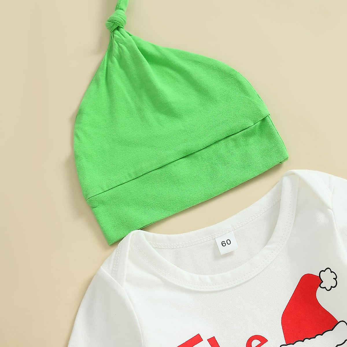 Eadrioss Christmas Baby Boy Outfit Who Steal Your Christmas Romper Bodysuit Green Pants Set Infant Newborn Xmas Clothes (White Green Hats, 0-3 Months)